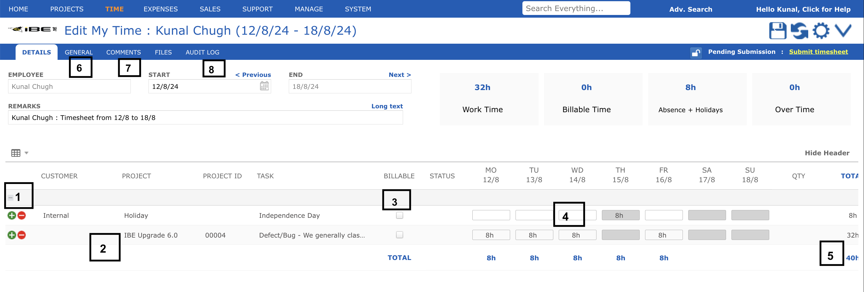 Creating a Timesheet